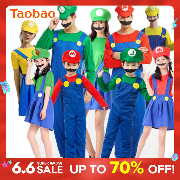Halloween Cosplay Anime Clothing Matching Cosplay Kids Mario Clothes ...