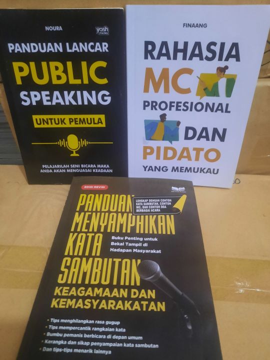 1 paket ada 3 buku 1.panduan lancar public speaking 2. panduan menyamphikan kata sambutan 3 ...