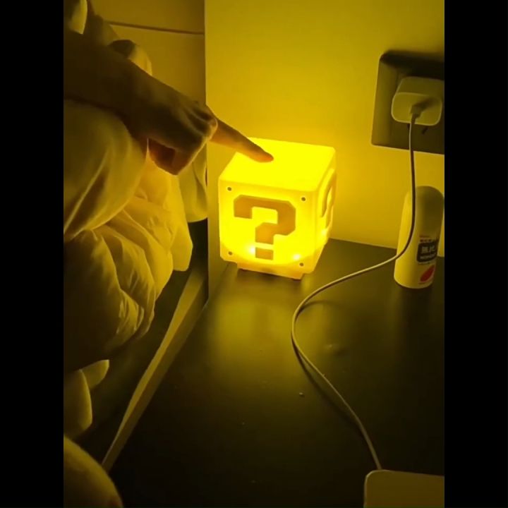 Super Mario Bros Lamp LED Question Mark Brick Night Light USB Charging ...