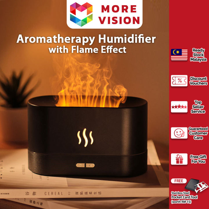 Flame Humidifier Air USB Fire Aromatherapy Essential Oil Diffuser Aroma ...