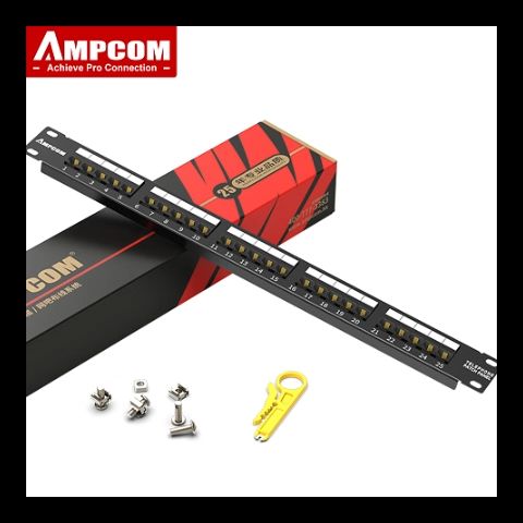AMPCOM Telephone Patch Panel, 25/50 Ports Patch Panel, Cabinet Rack ...