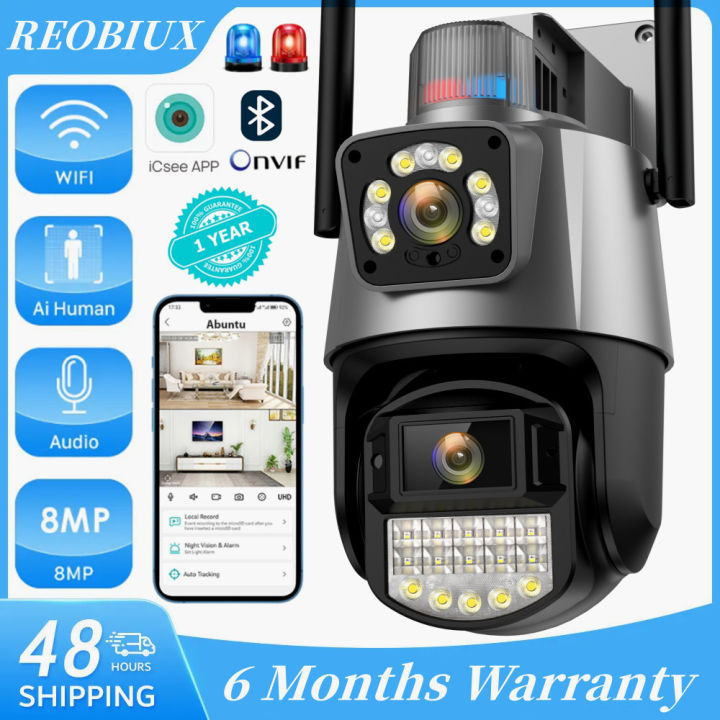 REOBIUX 8MP 4K CCTV IP Camera Outdoor Wifi Camera with Dual Lens 4x ...
