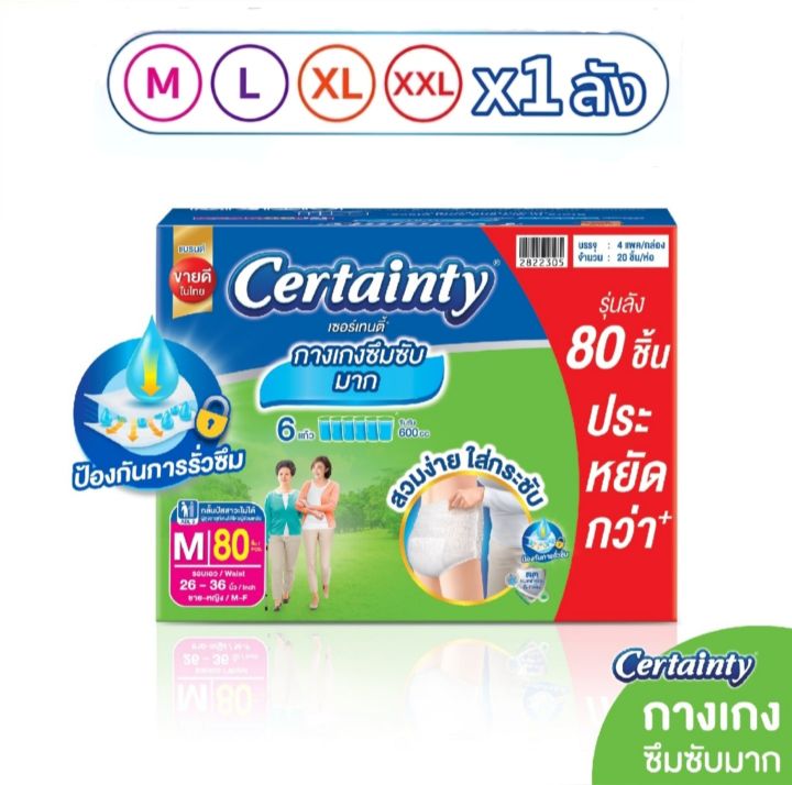 Certainty Super Pants ผ้าอ้อมผู้ใหญ่ เซอร์เทนตี้ ซุปเปอร์แพ้นท์ กางเกง ...