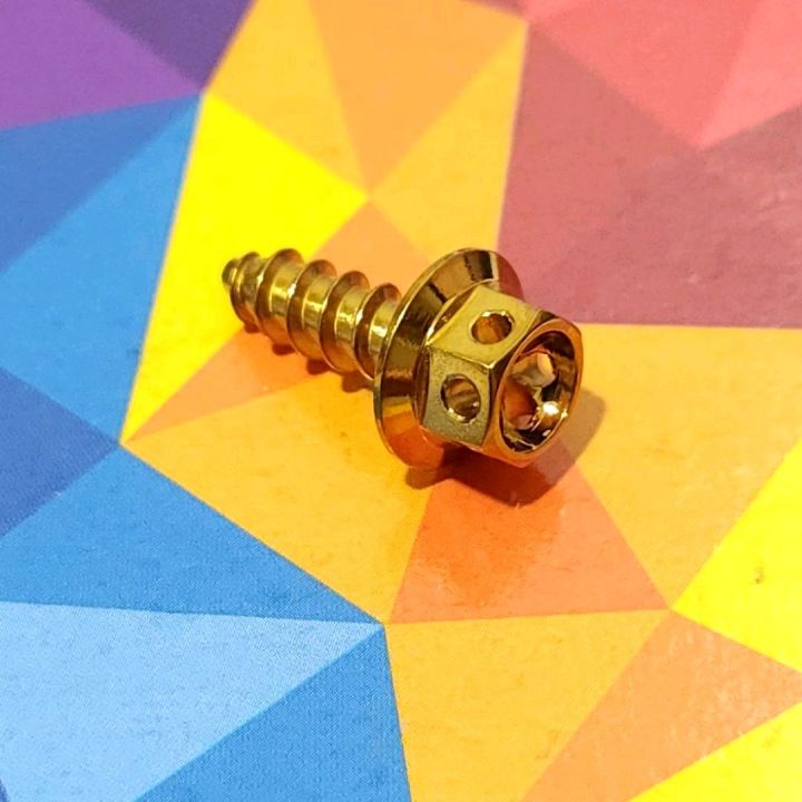 HENG Gold & White Body Fairing Bolt Screw - Spiral Flower Type 5x15mm ...