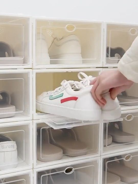 Big Size Hard Plastic shoe box organizer with cover Foldable Cabinet ...