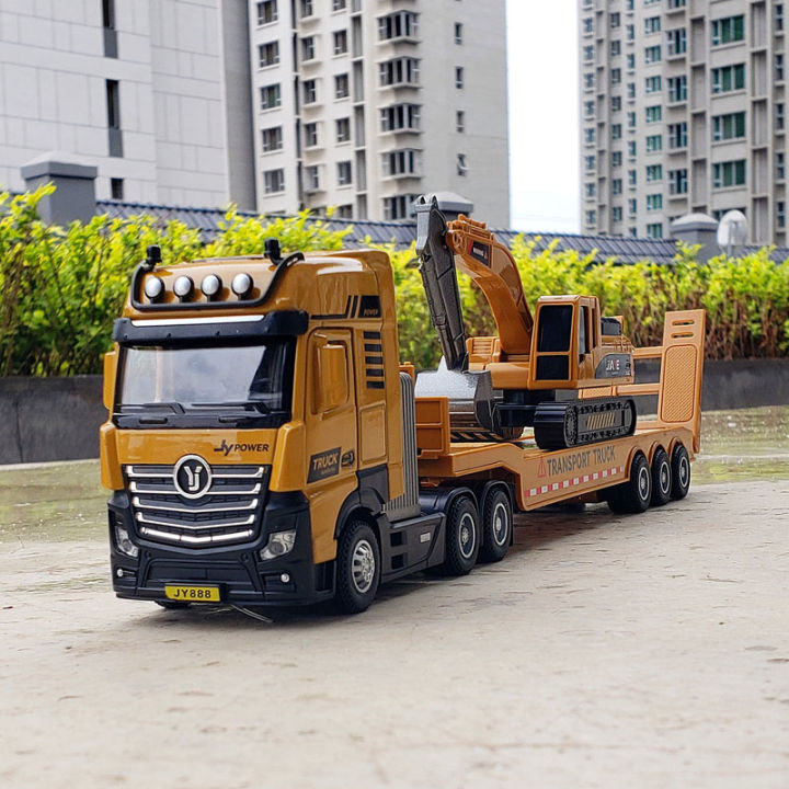 1/50 Alloy Engineering Vehicle Flat Trailer plus Excavator Model ...