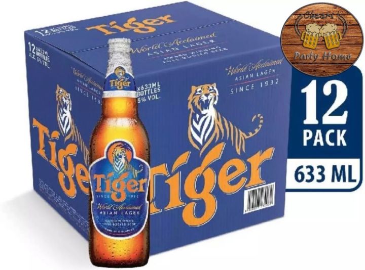 Tiger Lager Beer Quart Bottle, 12 x 633ml w crate [BBD: 07/26] Free ...