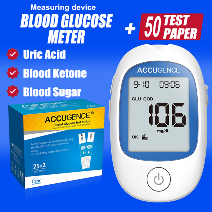 ACCUGENCE 4in1 Blood Glucose Monitor Diabetes Gout Device with Test ...