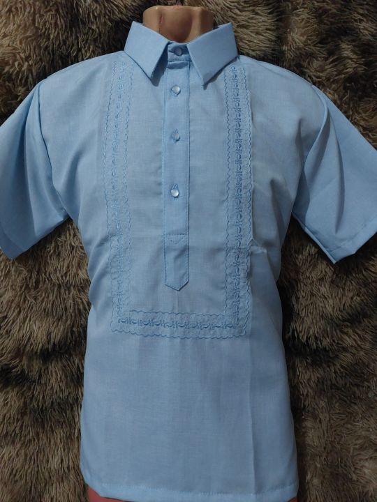 Polo Barong Short Sleeve (LIGHT BLUE) | Lazada PH