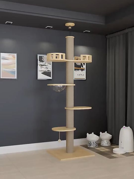 Large Cat Tree House Wood Cat Condo Bed Scratcher House Cat Tower