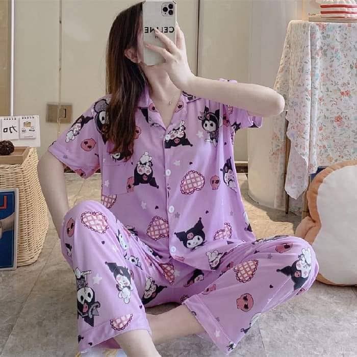 Sleepwear Pajama Set cinnamon melody Kuromi hk PolyCotton | Lazada PH
