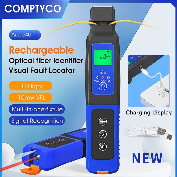Rechargeable AUA-C40 Fiber Optic Identifier Visual Fault Locator 10mw Live Fiber Optical ...