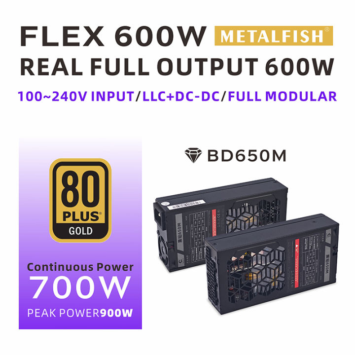 METALFISH Flex 600W Modular Power Supply Small 1U Computer PSU Flex-ATX ...