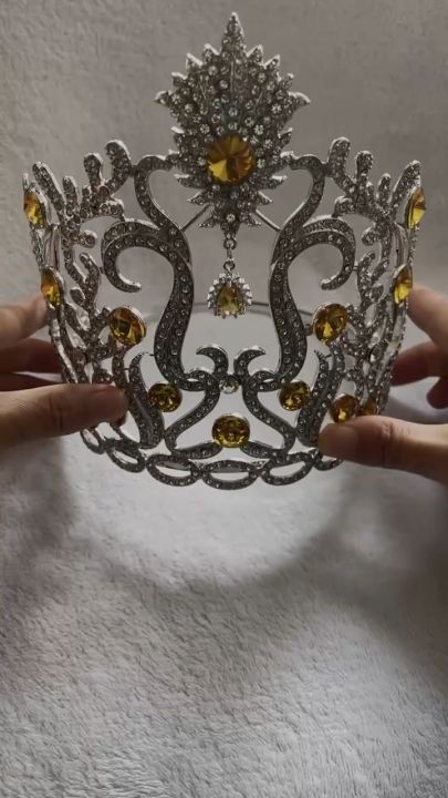 Luxury Peacock Rhinestone Bride Wedding Large Crown Adjustable Pageant ...