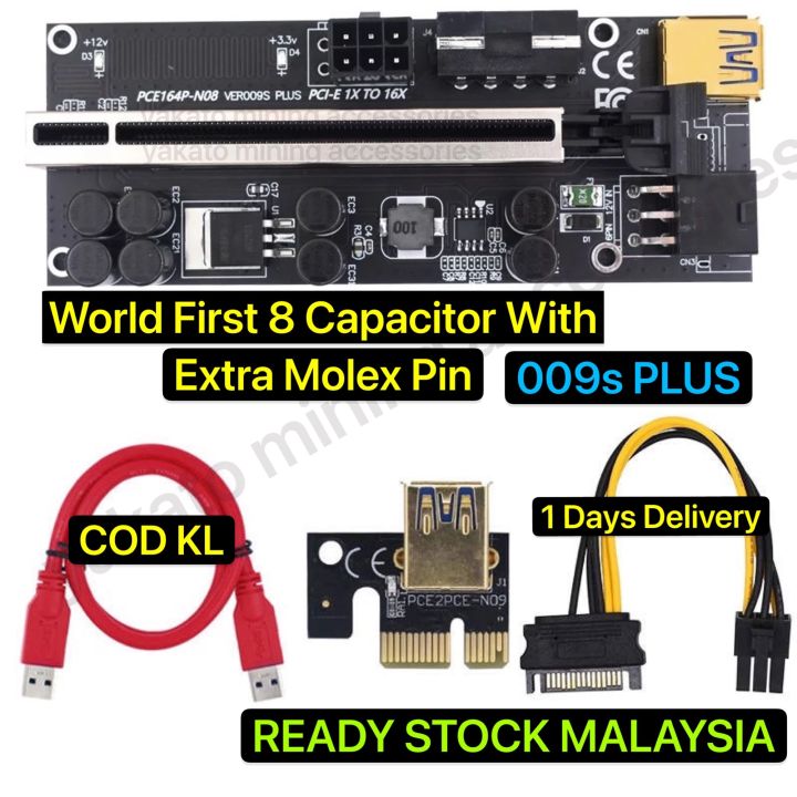 Pcie Riser PREMIUM 🔥New Ver 009s PLUS🔥Gold Version LED Gpu Card ...