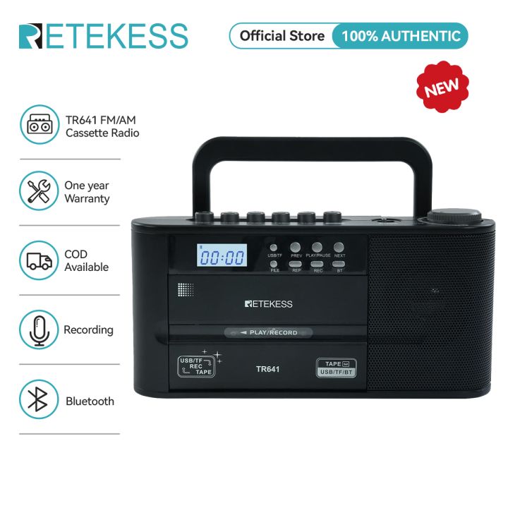 Retekess TR641 Cassette Player Radios Portable FM/AM Radios Recorder ...