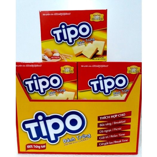 Lốc 12 hộp bánh trứng Tipo 39g - bánh lễ, bánh làm oản thờ, tháp thờ ...