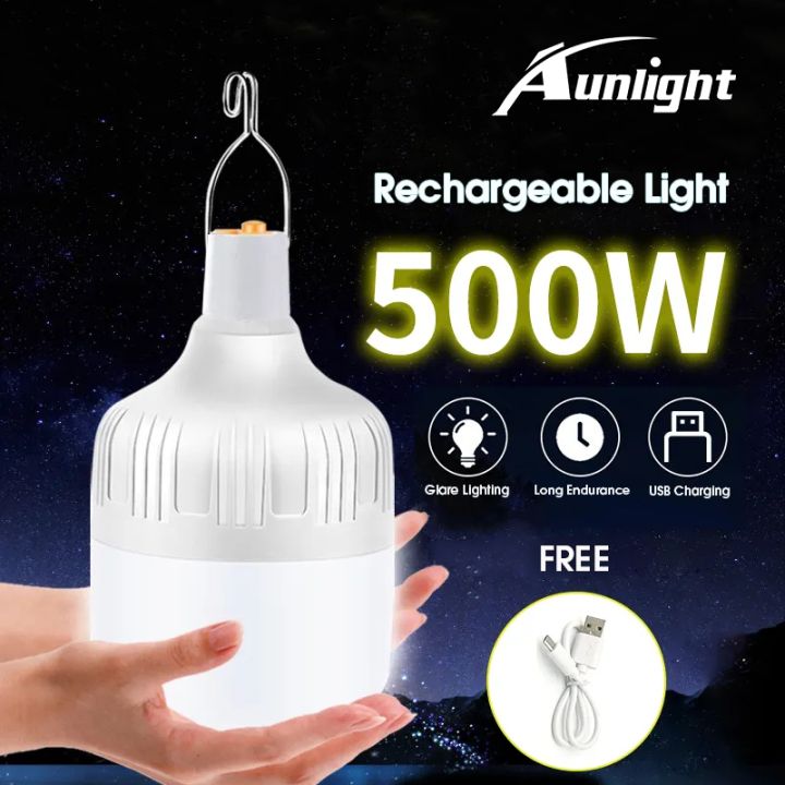 Aunlight 500W Rechargeable Light Portable LED Night Market Light ...