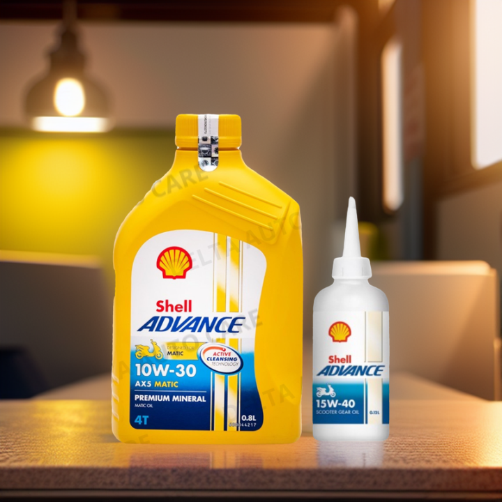 PAKET LENGKAP Oli Shell Advance 4T AX5 Oil Scooter 10W-30 (0.8L) + Oli ...