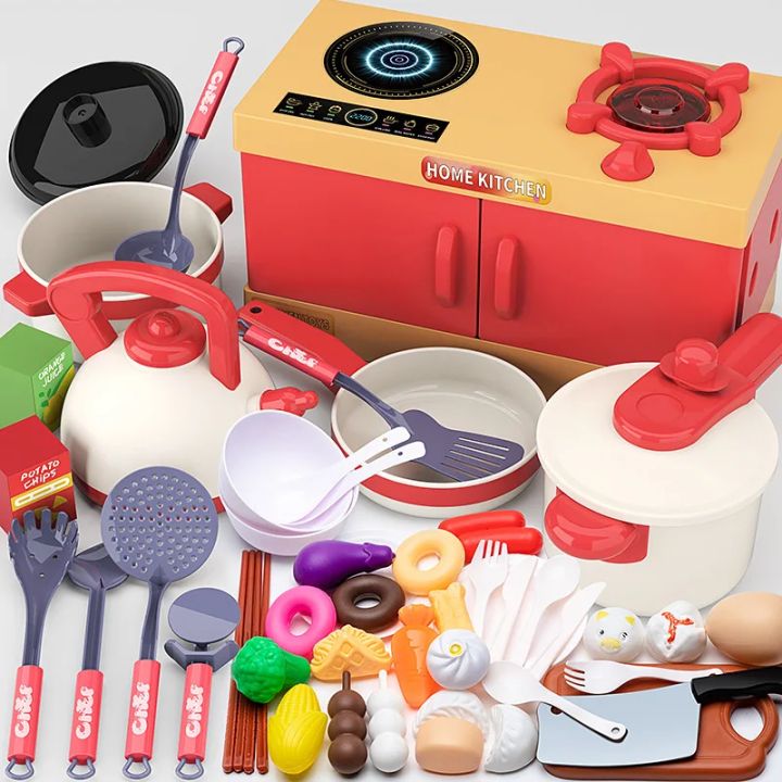 Kids Pretend Play Kitchen Toy Set Cooking Food Chopping Baby Boys Girls ...
