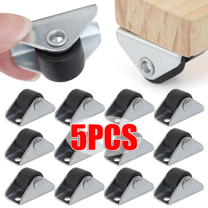 5Pcs Small Furniture Caster Wheels Low Profile Plastic Rolling Castor ...