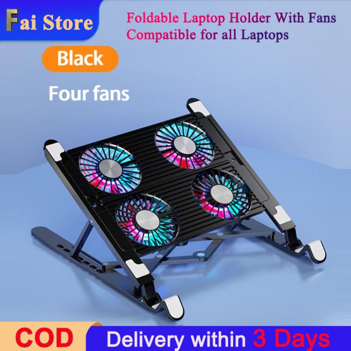 【PH STOCK】Foldable Laptop Holder With 2/4 Fans Radiator Silent Fan ...