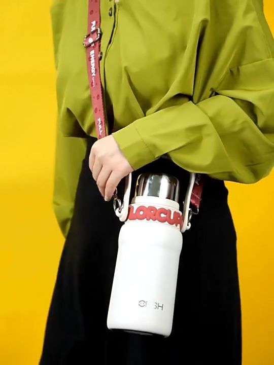 CMSH 1500ml กระติกน้ำเก็บความเย็น พร้อมสายสะพายและที่หิ้ว กระบอกน้ำเก็บอุณหภูมิ วัสดุสแตนเลส 316 ...