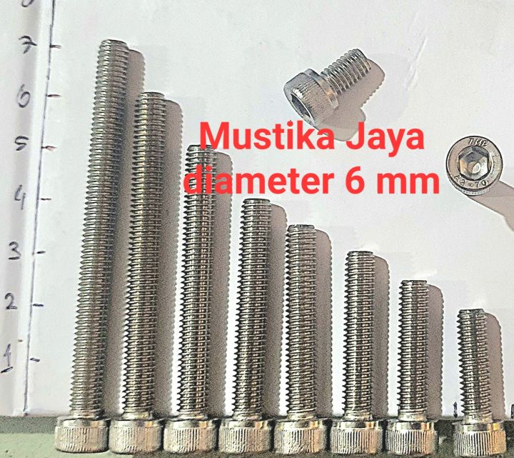 Baut L Stainless Hex socket 6mm x 1cm - 10cm ( THE ) Full Drat | Lazada ...