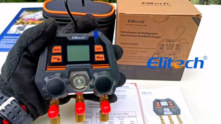 ELITECH เกจวัดน้ำยาแบบดิจิตอล MS-100 เชื่อมต่อ APP วัดได้ทุกน้ำยาแอร์ วัดอุณหภูมิ แรงดัน โหมดคง ...