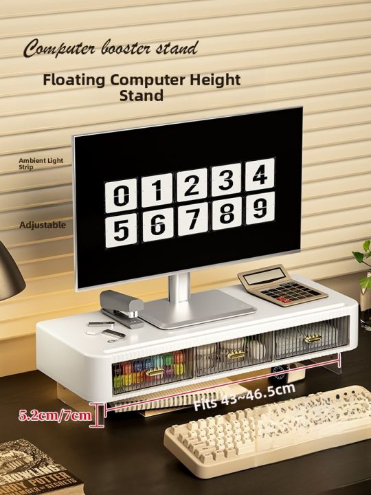 Desktop Computer Monitor Stand with Drawer Office Desk Screen Storage ...