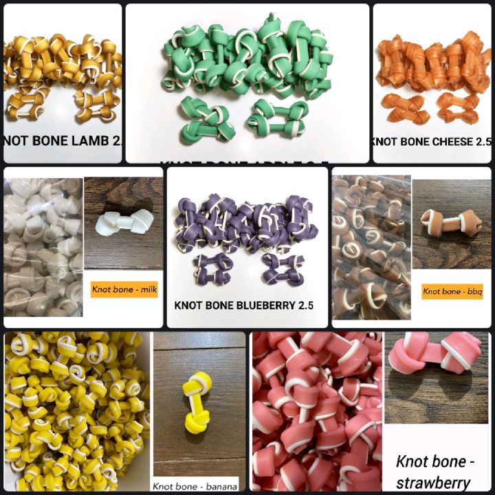 Knotted Bones Dog treat Knot Bone Assorted Flavor 2.5) | Lazada PH