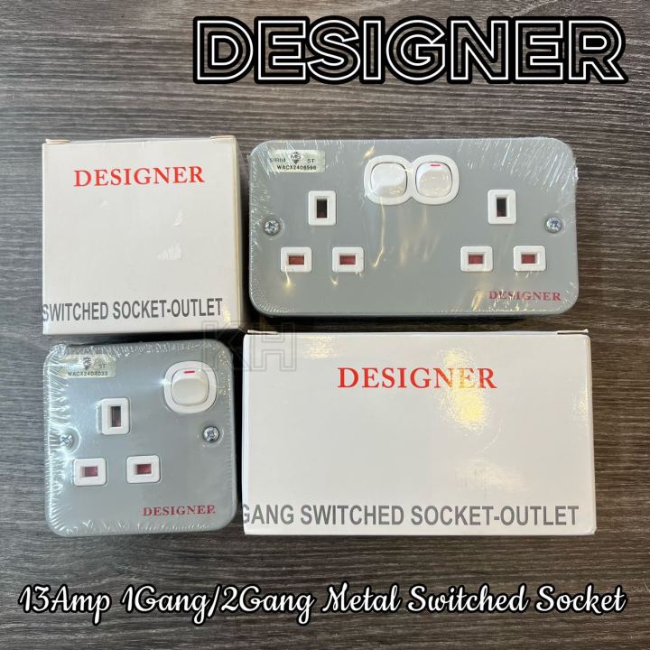 DESIGNER 13AMP METAL SWITCH SOCKET 2 GANG SOCKET / 1 GANG SOCKET ...