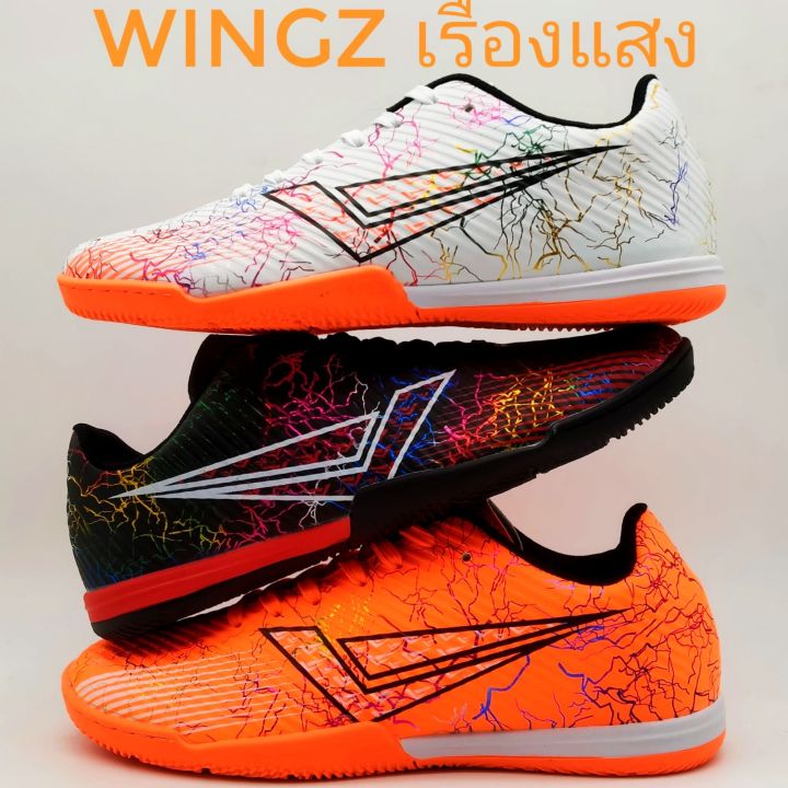 (WINGZลิขสิทธิ์💯)ไซส์ 34-45 รองเท้าฟุตซอล หนังอัดลอน พิมพ์ลายโฮโลแกรม ...