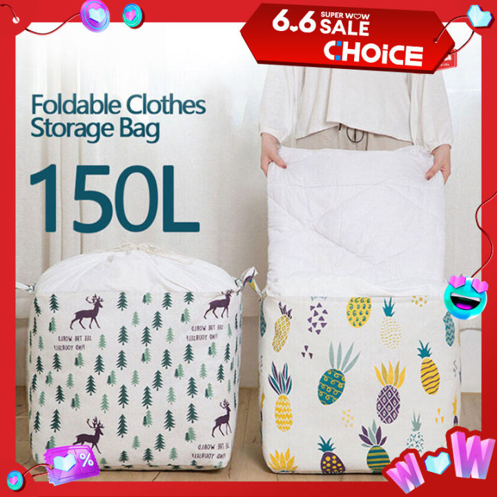 Marrya 100L/140L keranjang dobi dilipat kotor pakaian penyimpanan ...