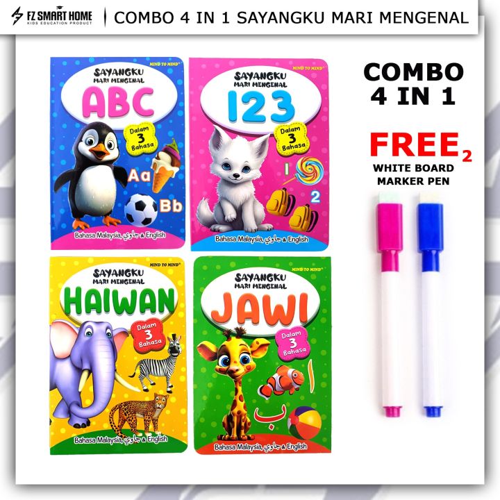 Buku Bergambar Kanak- kanak Sayangku Mari Belajar ABC 123 Haiwan Jawi ...