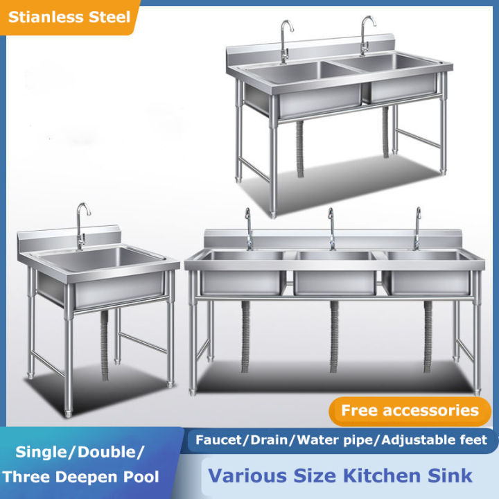 🔥Ready Stock🔥Stainless Steel Sink Pool Deepen Bowl With Bracket Single ...