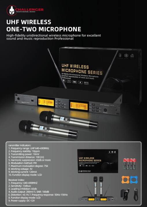 Challenger GST Dual Handheld Wireless Microphone with Changeable ...