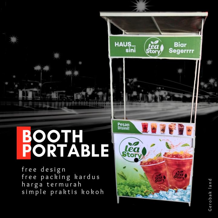 BOOTH PORTABLE MEJA GEROBAK JUALAN CUSTOM ATAP | Lazada Indonesia