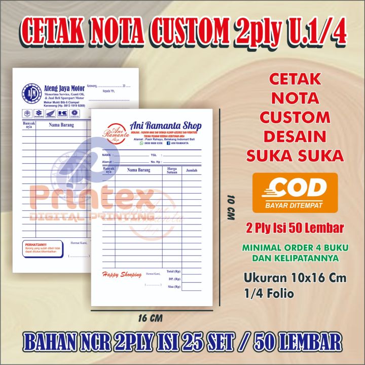 Promo Cetak Nota Custom 2ply , Nota Bengkel, Nota Laundry, Nota Toko ...