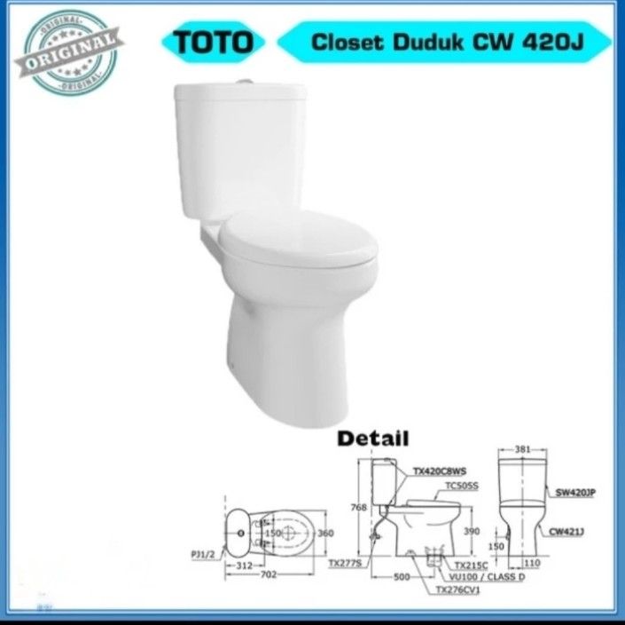 Closet Toto CW 420J /SW420JP/TC505 SW/Closet Duduk CW420J Tutup Soft ...