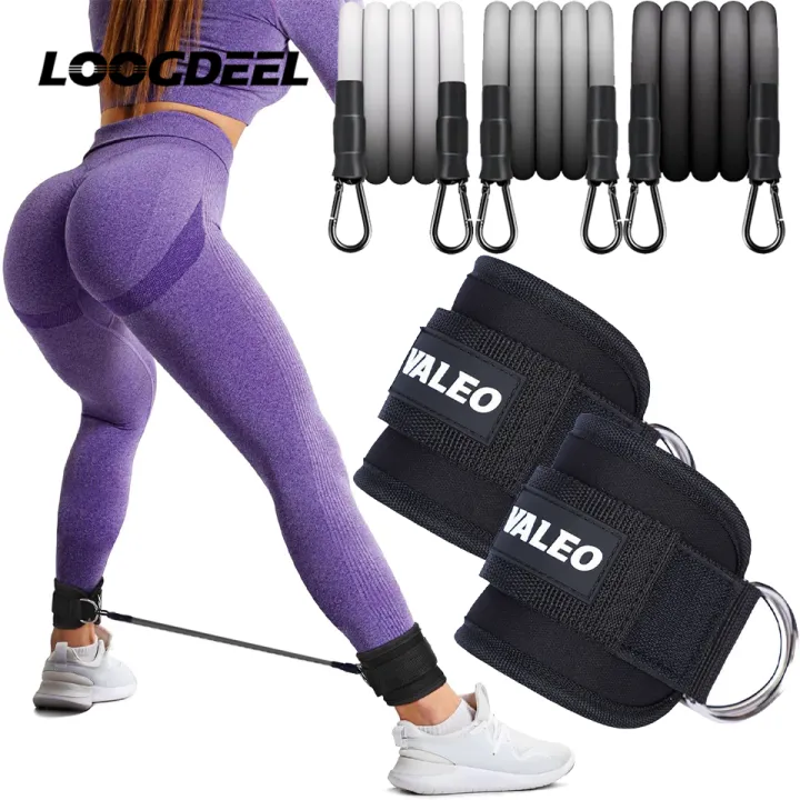 LOOGDEEL Ankle Resistance Strap With Cuffs Hip Lifting Band Exercise ...