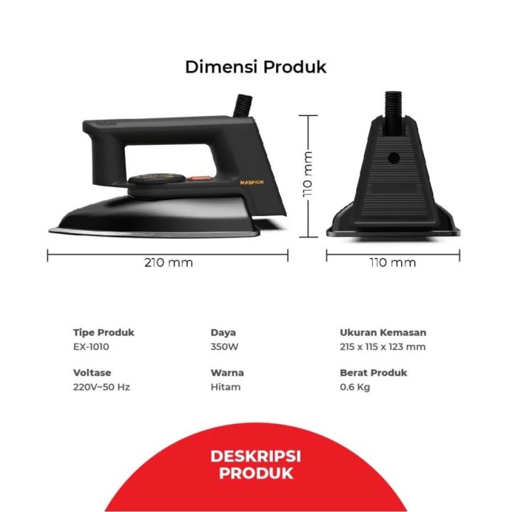 MASPION SETRIKA LISTRIK EX-1010 BB/SETRIKA LISTRIK | Lazada Indonesia