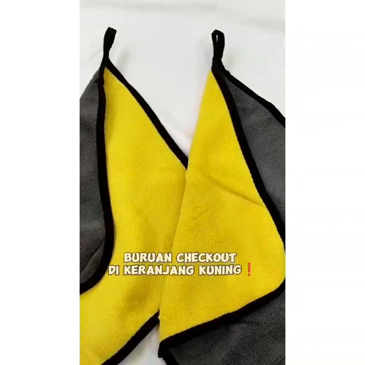 Kain Lap Microfiber Premium 2 Sisi Kuning Hitam Tebal | Lazada Indonesia