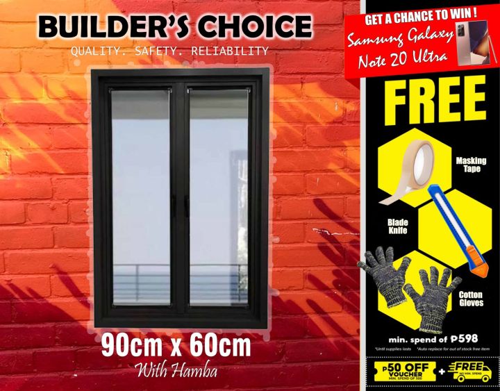 H90xW60cm Aluminum-Glass Window Set w/ Free Screen | Lazada PH