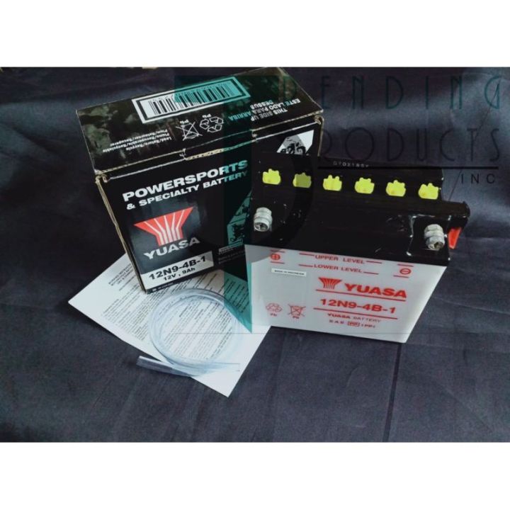 Yuasa 12N9-4B-1 Motorcycle Battery 12V. 9Ah for Kawasaki Barako (Battery Solution NOT Included ...