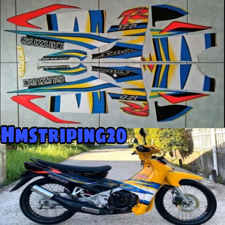 STRIPING STIKER SATRIA LUMBA 2 TAK SATRIA 120 R 2003 2004 KUNING HITAM ...