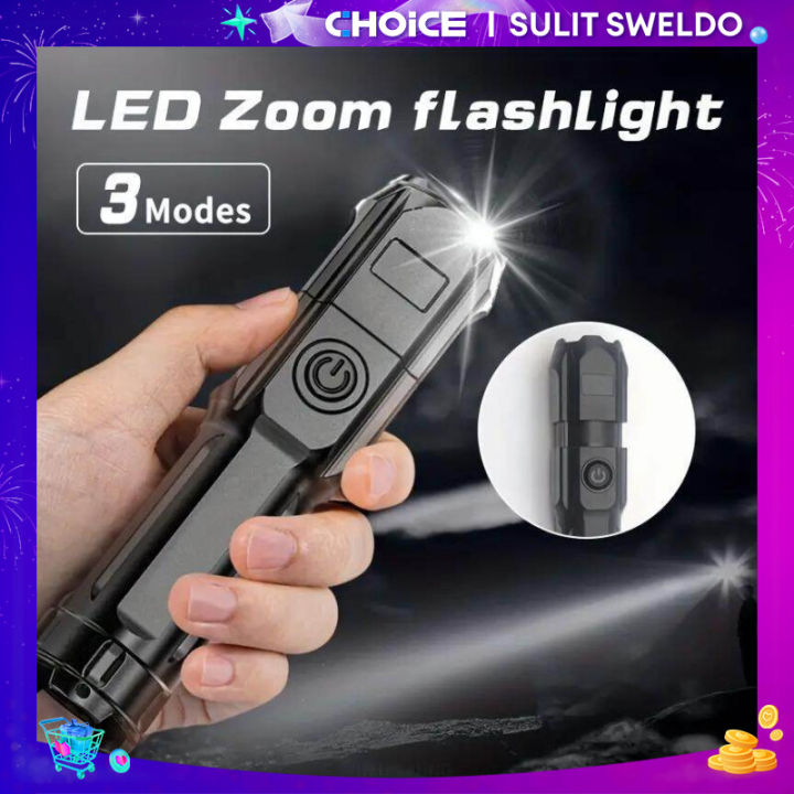 Poweful Bright Focusing Led Flashlight Outdoor Portable Home Built-in ...