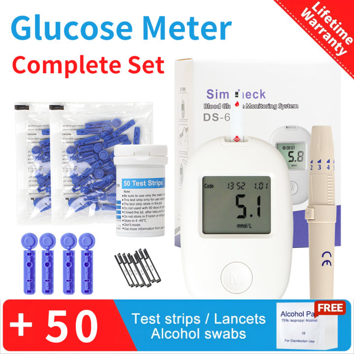 【NEW】Blood Sugar Meter Glucometer Test Kit with 50PCS Strips 50PCS ...