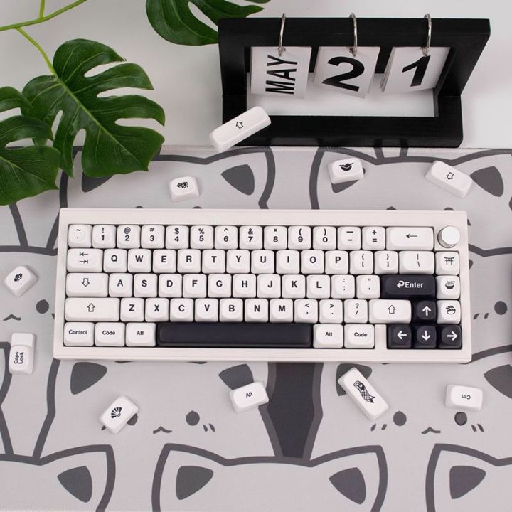 【ONLY KEYCAP】Minimalist black and white Keycap 144 Keys MOA Profile PBT ...