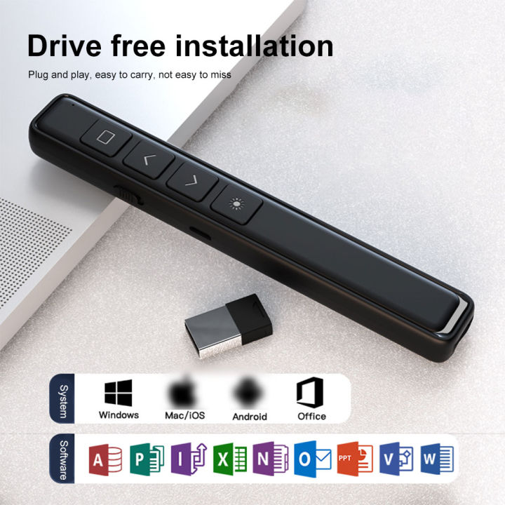 2.4GHz Wireless Powerpoint Pen Presentation Clicker 2.4g USB Remote ...